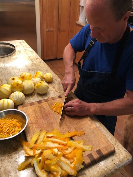 4. Cut the ends off the zested oranges, and then, working with one ...